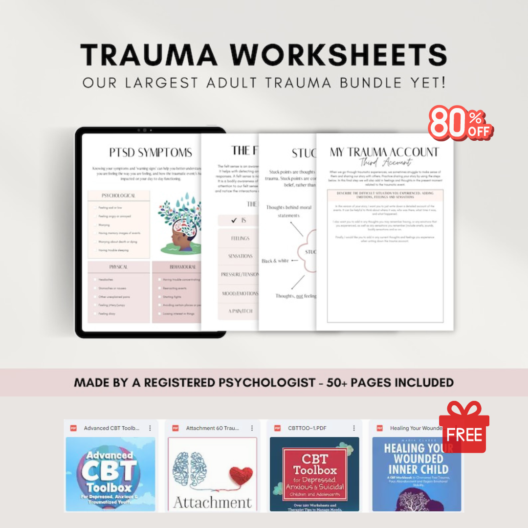 Trauma Therapy Mega Bundle: Adult PTSD Workbook (50 Pages) - CBT for T ...