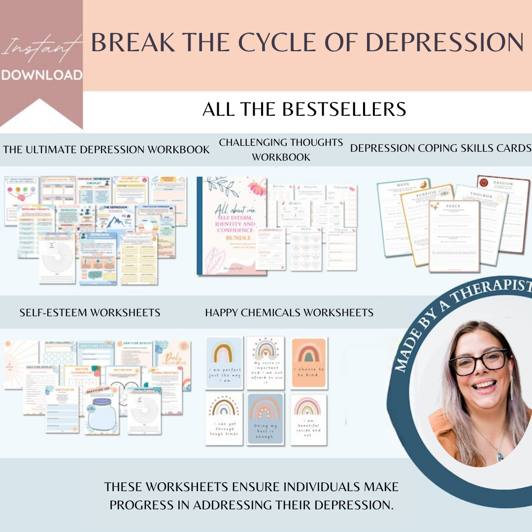 Depression Therapy Worksheet Bundle: Treatment-Resistant Depression, C ...