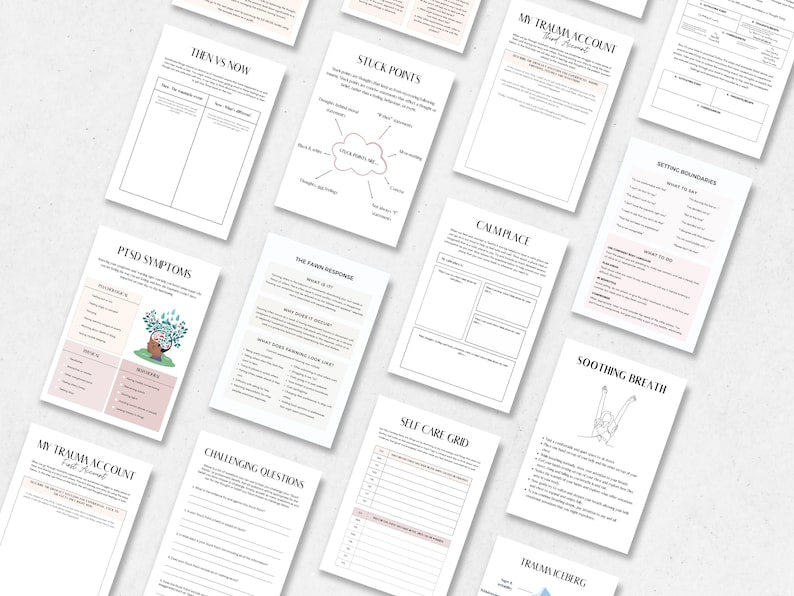 Trauma Therapy Mega Bundle: Adult PTSD Workbook (50 Pages) - CBT for T ...