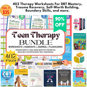 Mental Health Workbook Bundle: 402 Therapy Worksheets, Activities, DBT ...